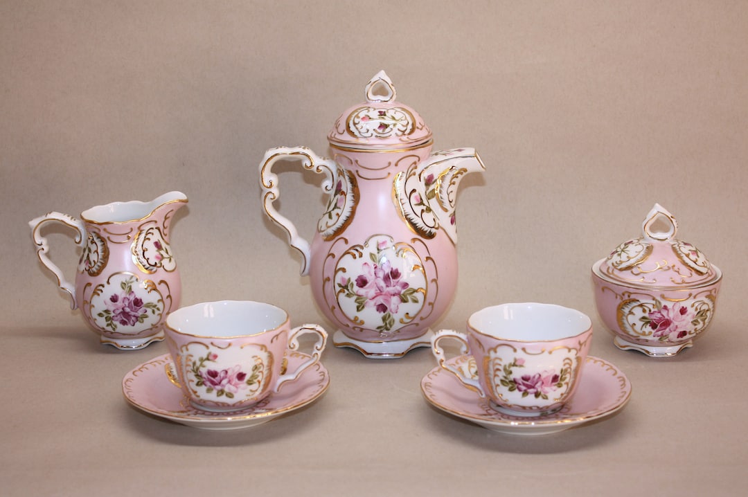 Pink Rose Rococo Tea Set - Etsy