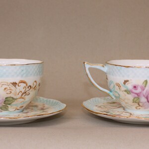 Pink Rose and Turquoise Tea Set - Etsy