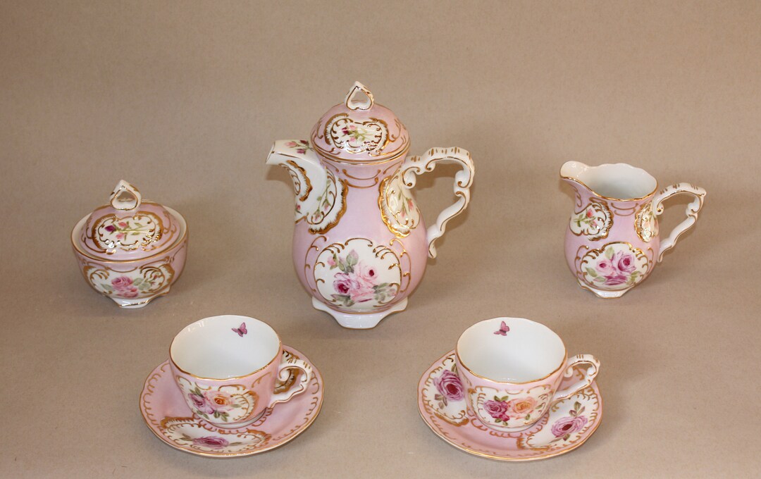 Pink Rose Rococo Tea Set - Etsy