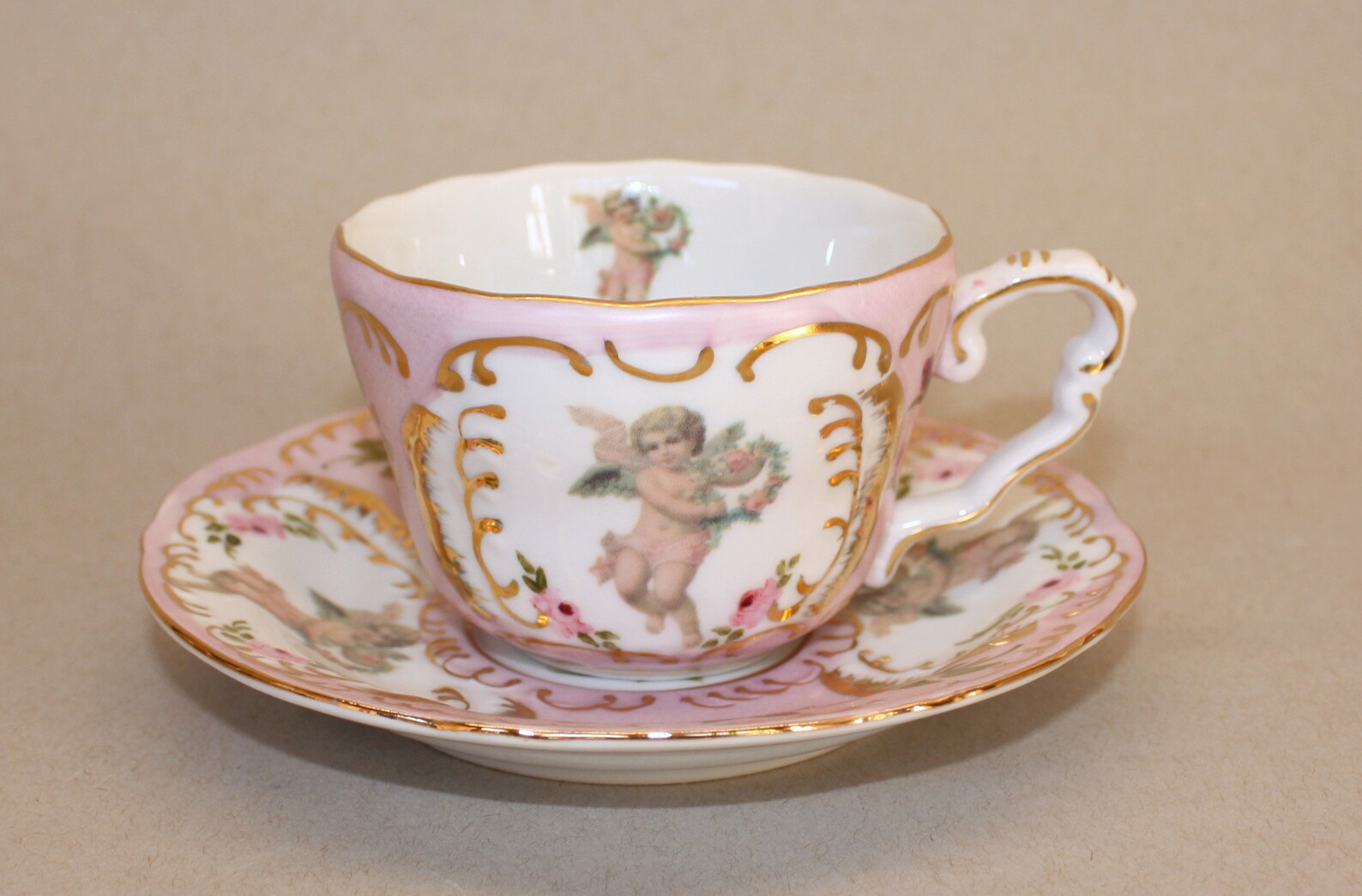 Rococo Angel and Pink Rose Tea Set - Etsy
