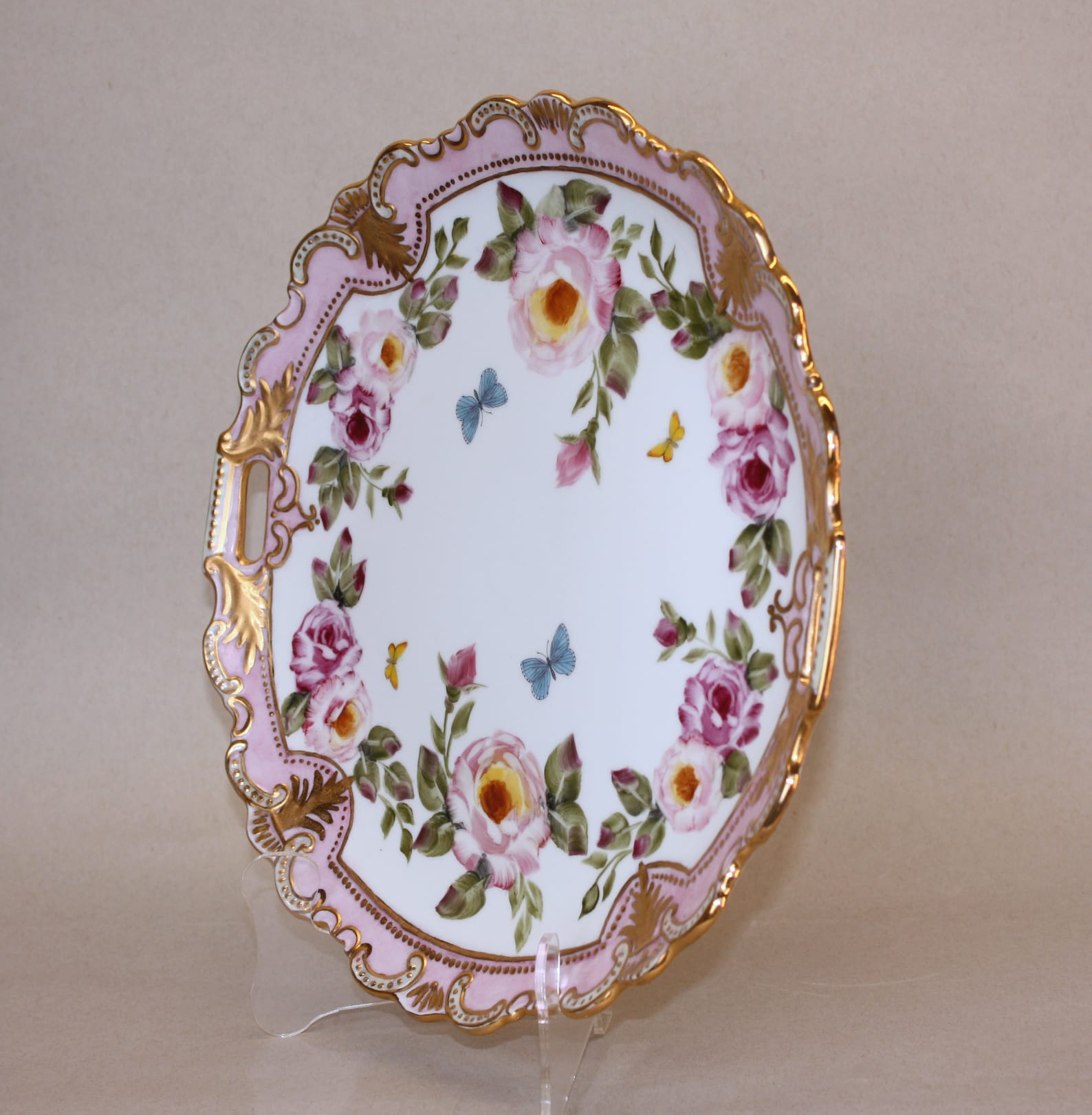 Pink Rose Rococo Tray - Etsy