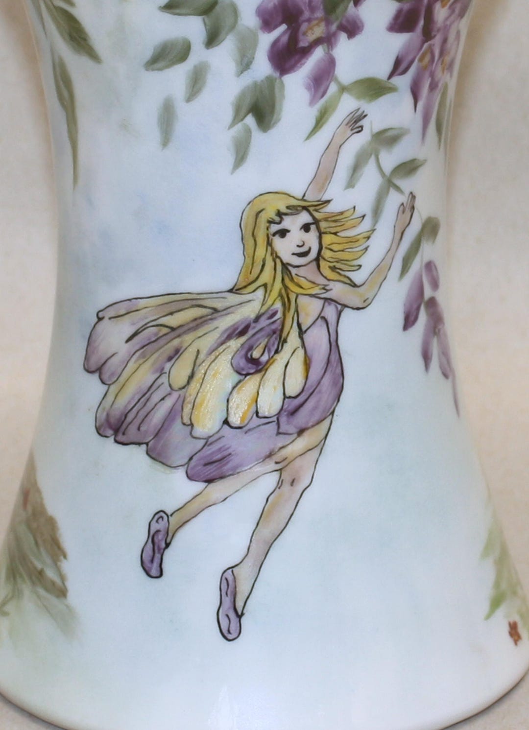 Trumpet Vase With Garden Fairies, Wisteria and Calendula - Etsy