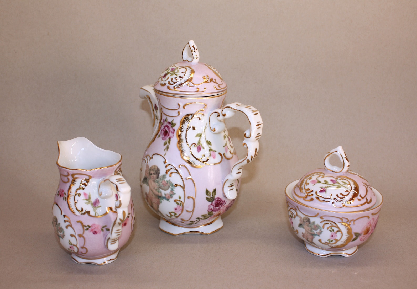Rococo Angel and Pink Rose Tea Set - Etsy