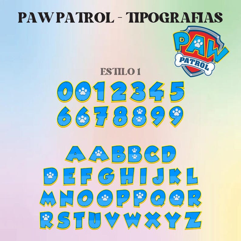 Paw Patrol Font, Font Svg and Png / Alphabet Paw Patrol / Typography ...