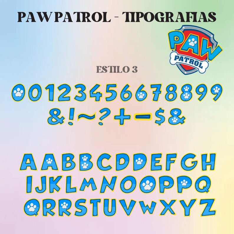 Paw Patrol Font, Font Svg and Png / Alphabet Paw Patrol / Typography ...
