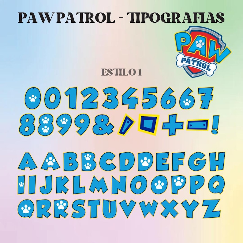 Paw Patrol Font, Font Svg and Png / Alphabet Paw Patrol / Typography ...