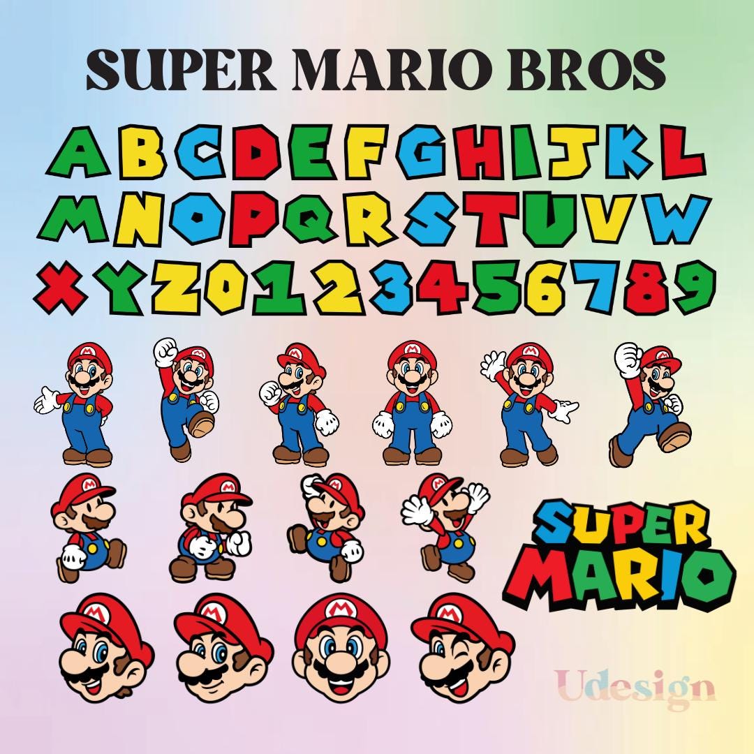 Super Mario Bros Svg Png Alphabet Nintendo Mario and Luigi Mario Bros ...