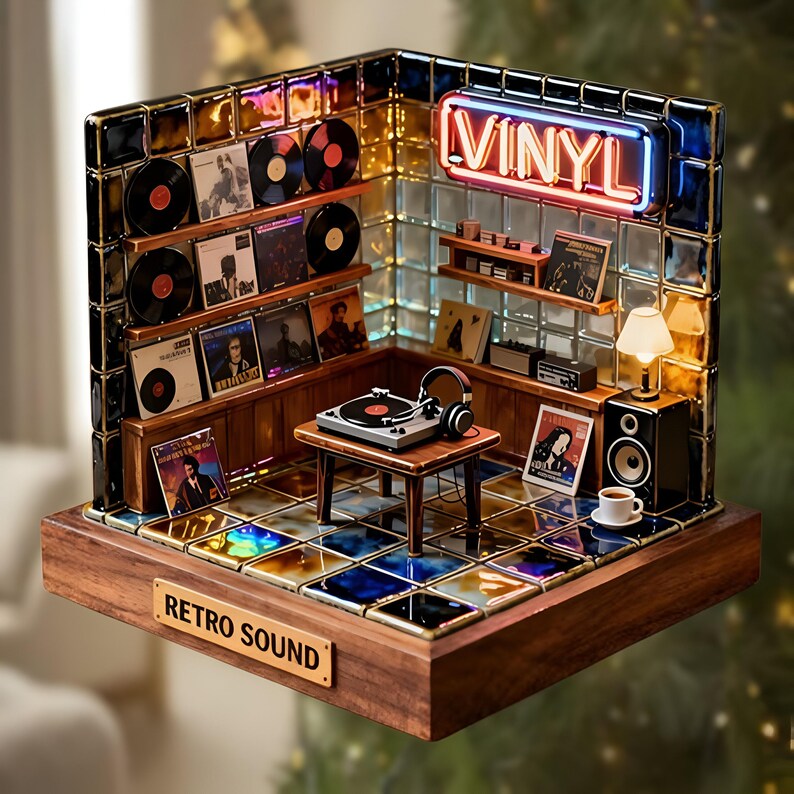 Personalized Record Store Microcosmn 2D Acrylic Ornament, Glazed ...
