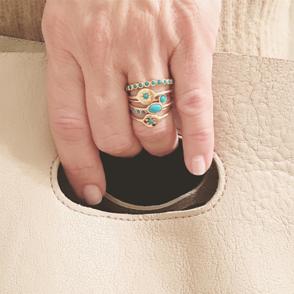 Turquoise Ring, Single Stone Ring, Stacking Ring, 14K Solid Gold Ring ...