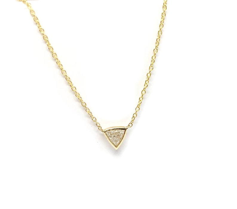 Trillion Cut Diamond Necklace, Trillion Diamond Necklace, 14K Solitaire ...
