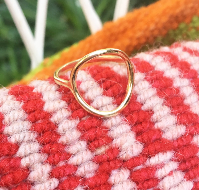 14K Gold Open Circle Ring Geometric Shape Ring Modern Design | Etsy