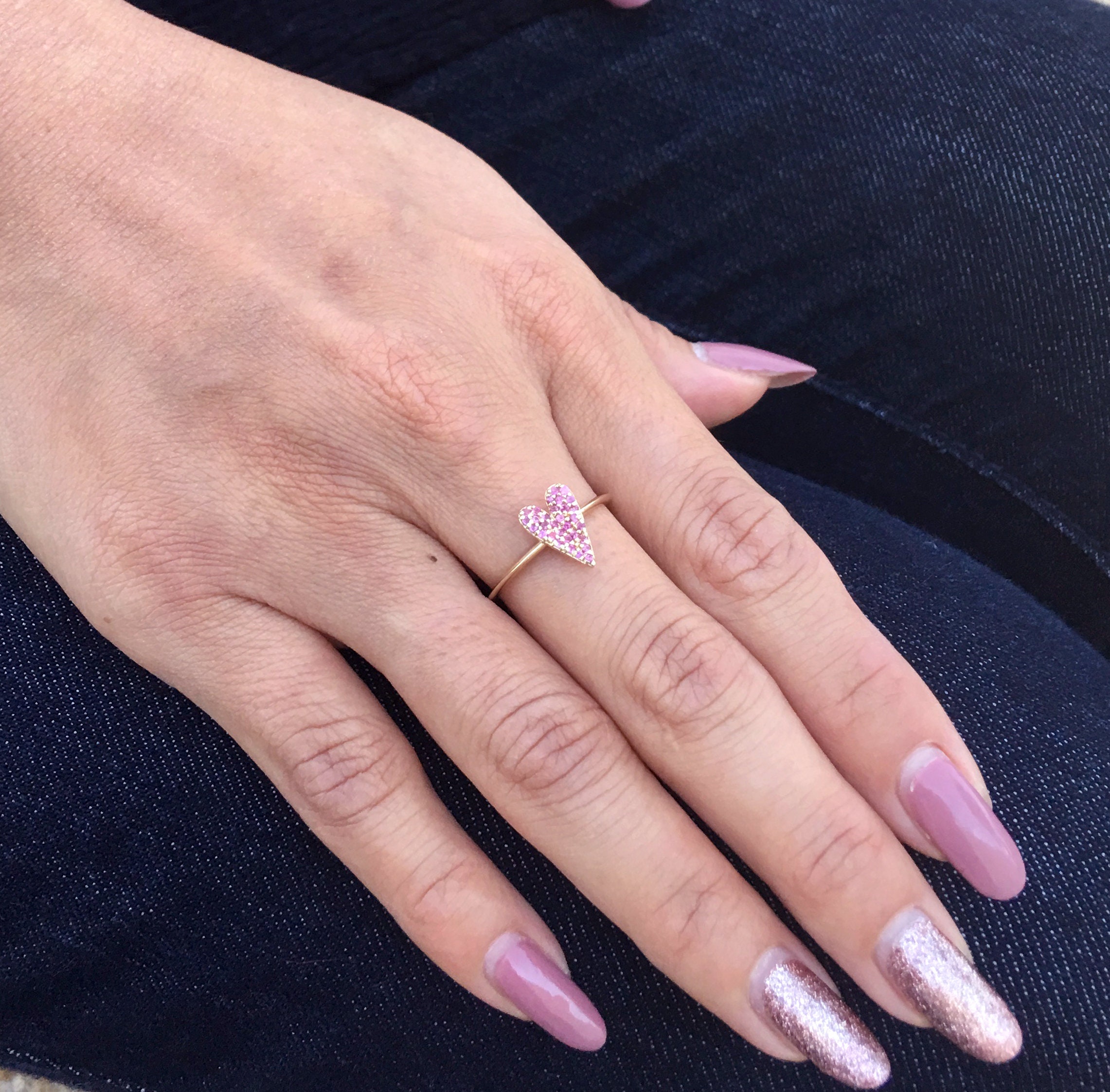 Pink Ruby Heart Ring Pave' Heart Ring Heart Cocktail | Etsy UK
