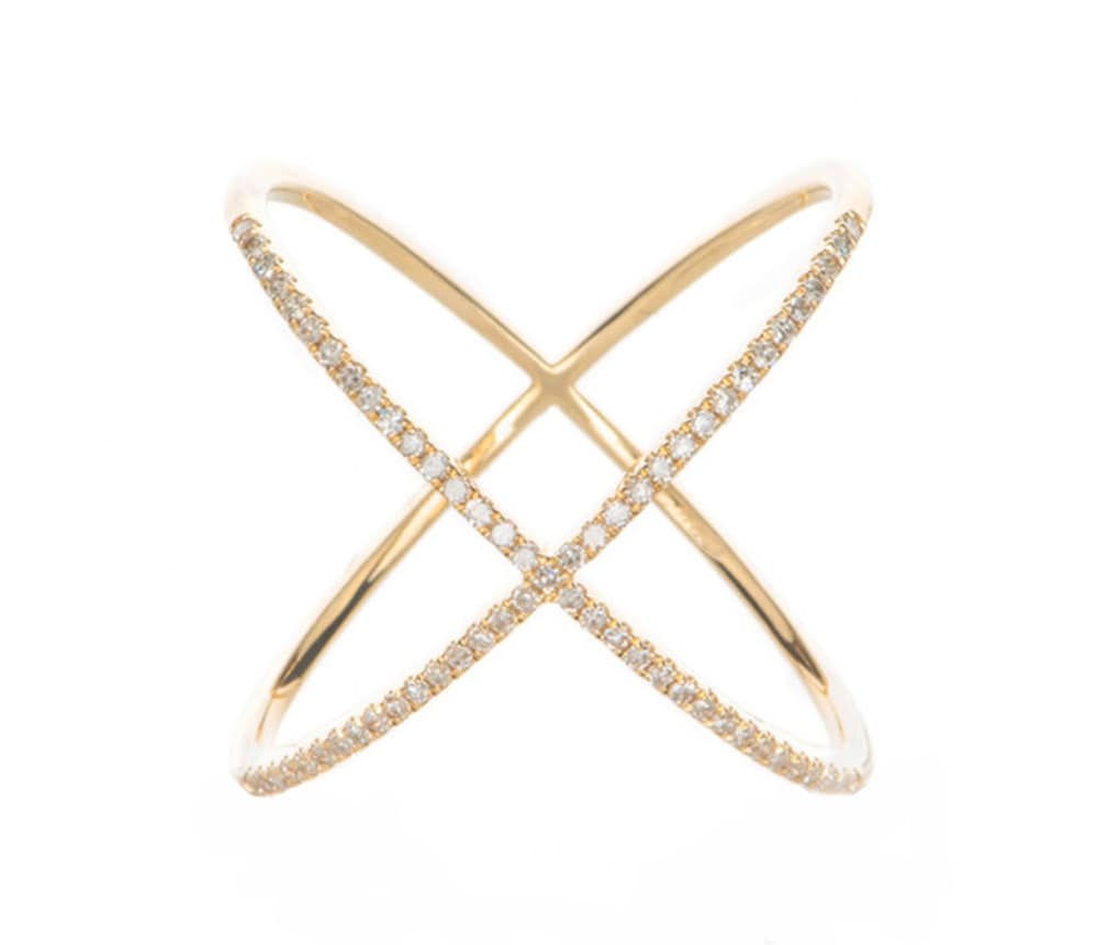 X Ring, Pave' Diamond Ring, Modern Ring, 14K Gold Ring, Tula Jewelry ...