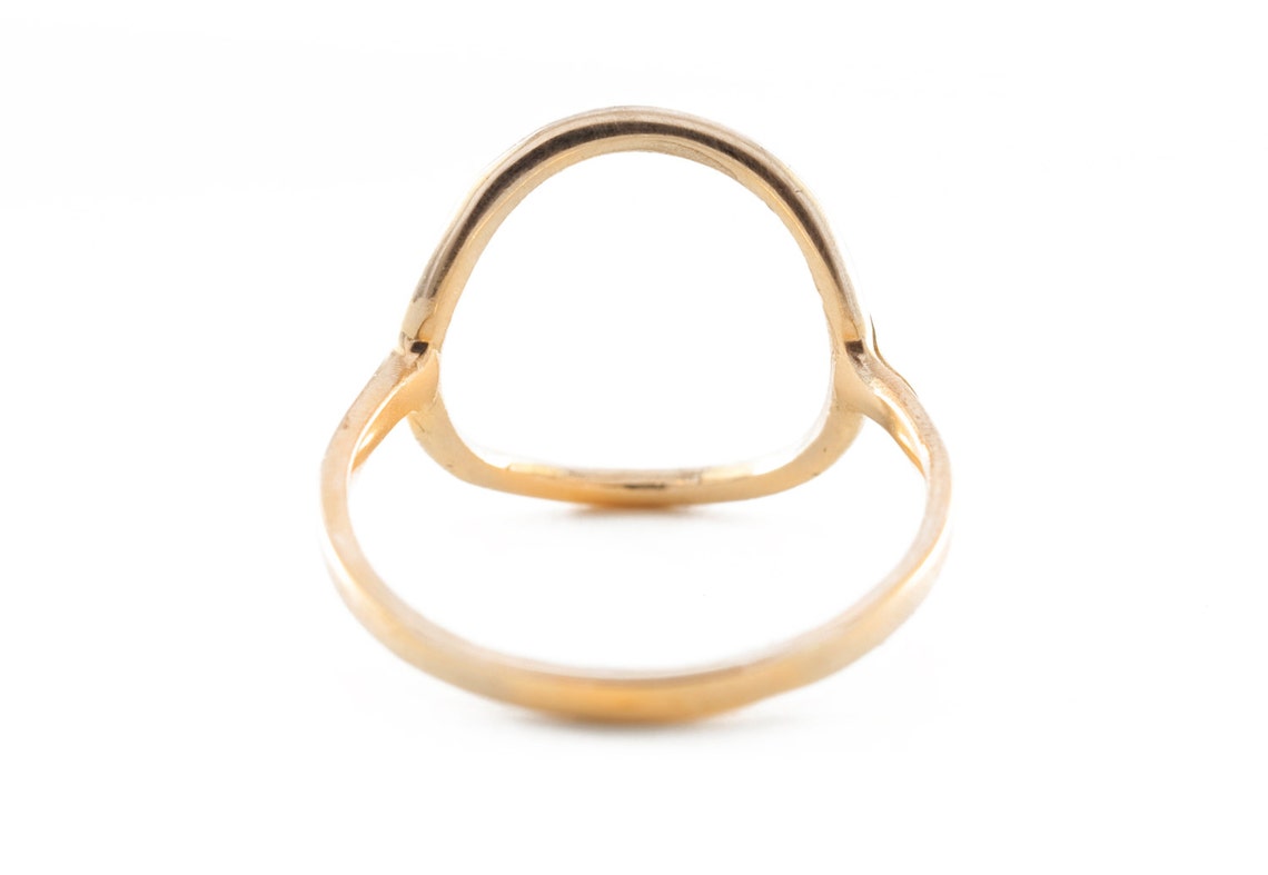 14K Gold Open Circle Ring, Geometric Shape Ring, Modern Design Gold ...