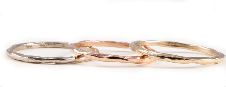 14K Band Gold Weddings Band Stacking Gold Ring Organic - Etsy