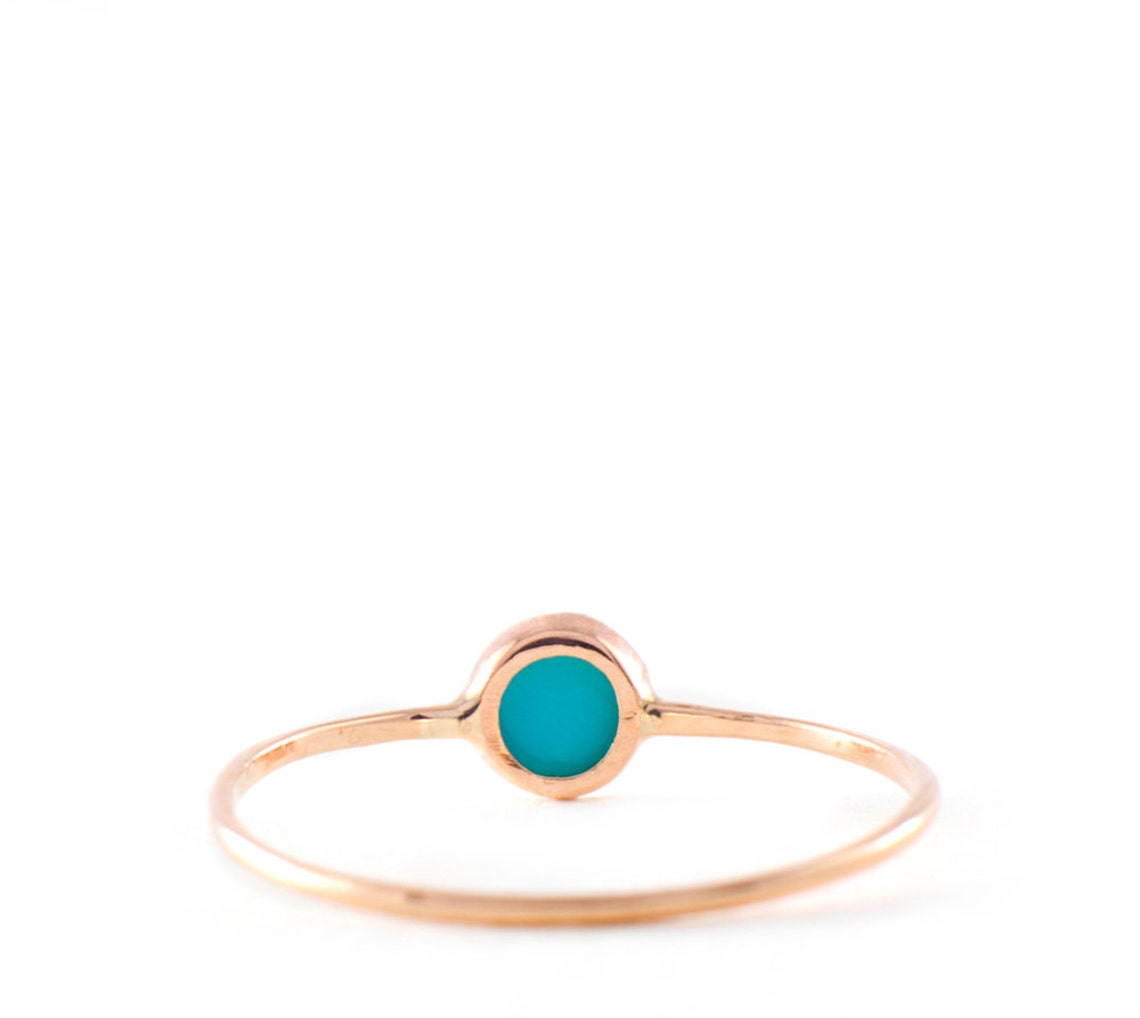 Turquoise Ring, Single Stone Ring, Stacking Ring, 14K Solid Gold Ring ...