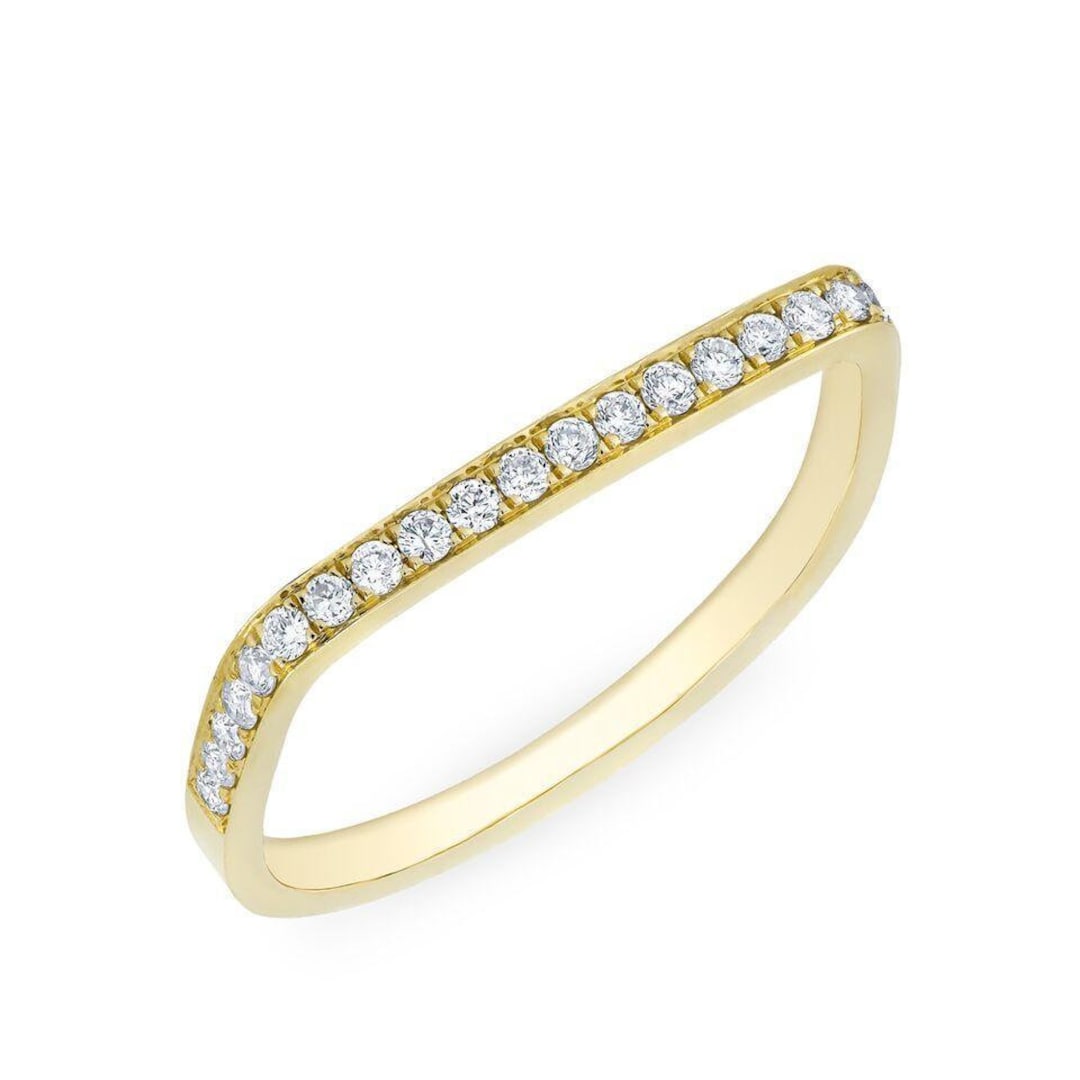 Pave' Band, Half Pave' Diamond Band Ring , Diamond Ring, Square Gold ...