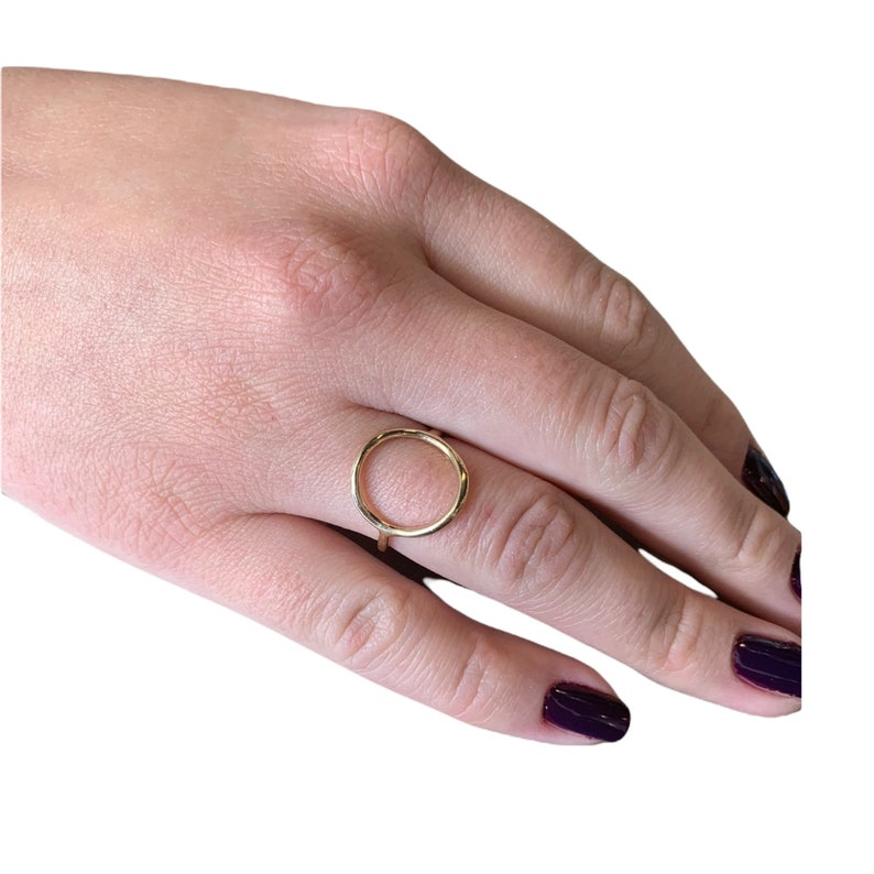 14K Gold Open Circle Ring, Geometric Shape Ring, Modern Design Gold ...