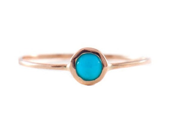 Turquoise Ring Single Stone Ring Stacking Ring 14K Solid - Etsy