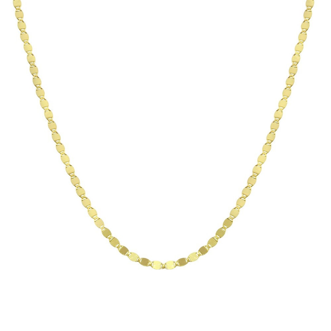 14K Gold Flat Disc Chain, Gold Mirror Link Chain, Layering Chain ...