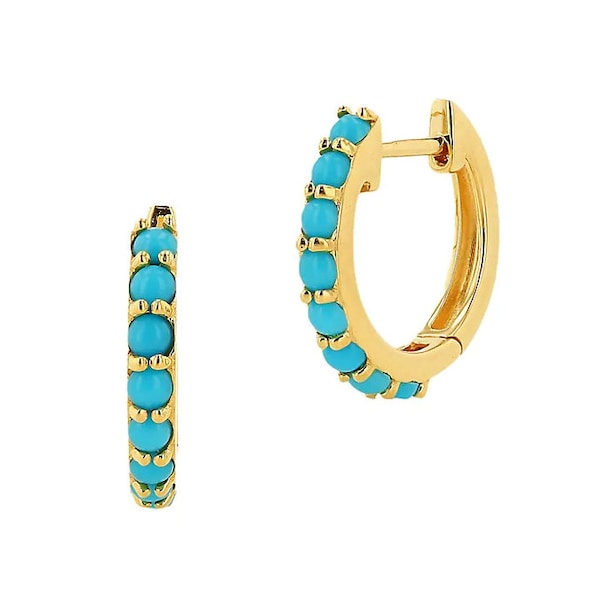 Real Turquoise Huggie Earrings - Etsy