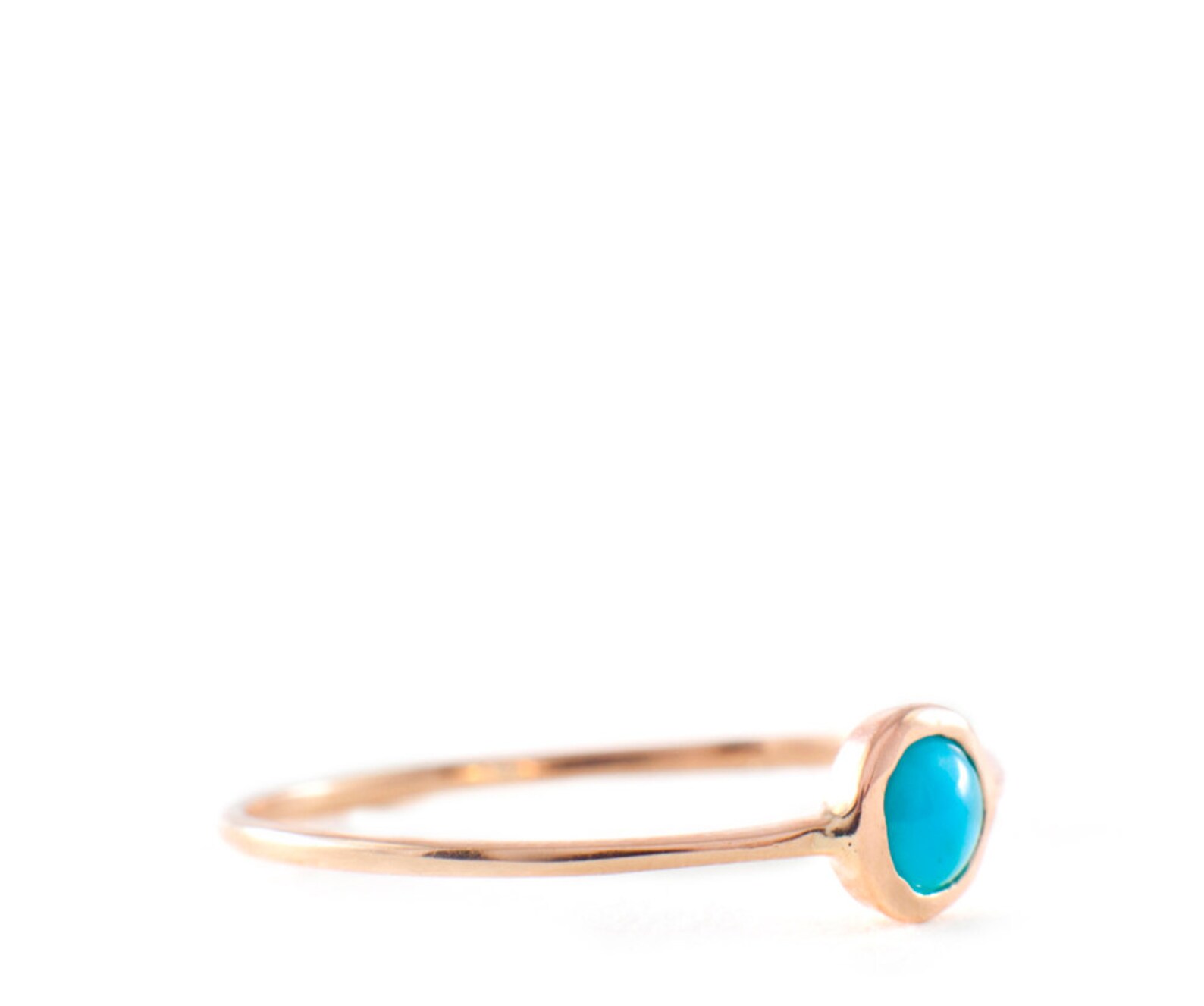 Turquoise Ring, Single Stone Ring, Stacking Ring, 14K Solid Gold Ring ...