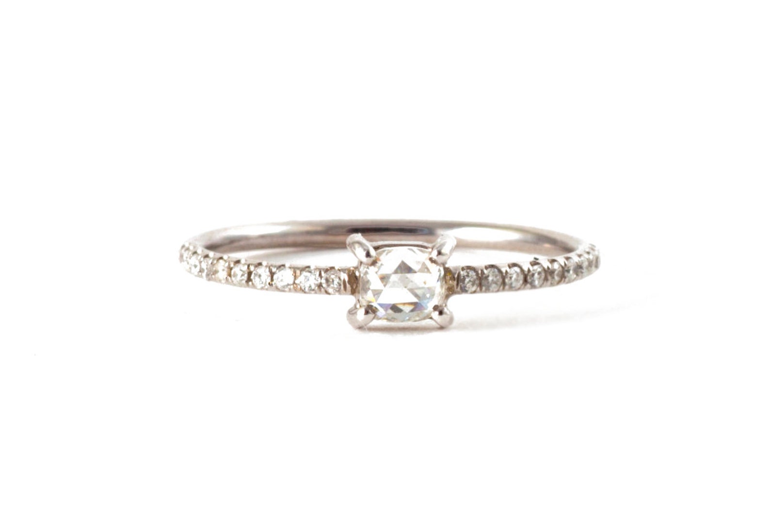 Rose Cut Diamond, Diamond Ring, Micro Pave' Ring, Prong Set Diamond ...
