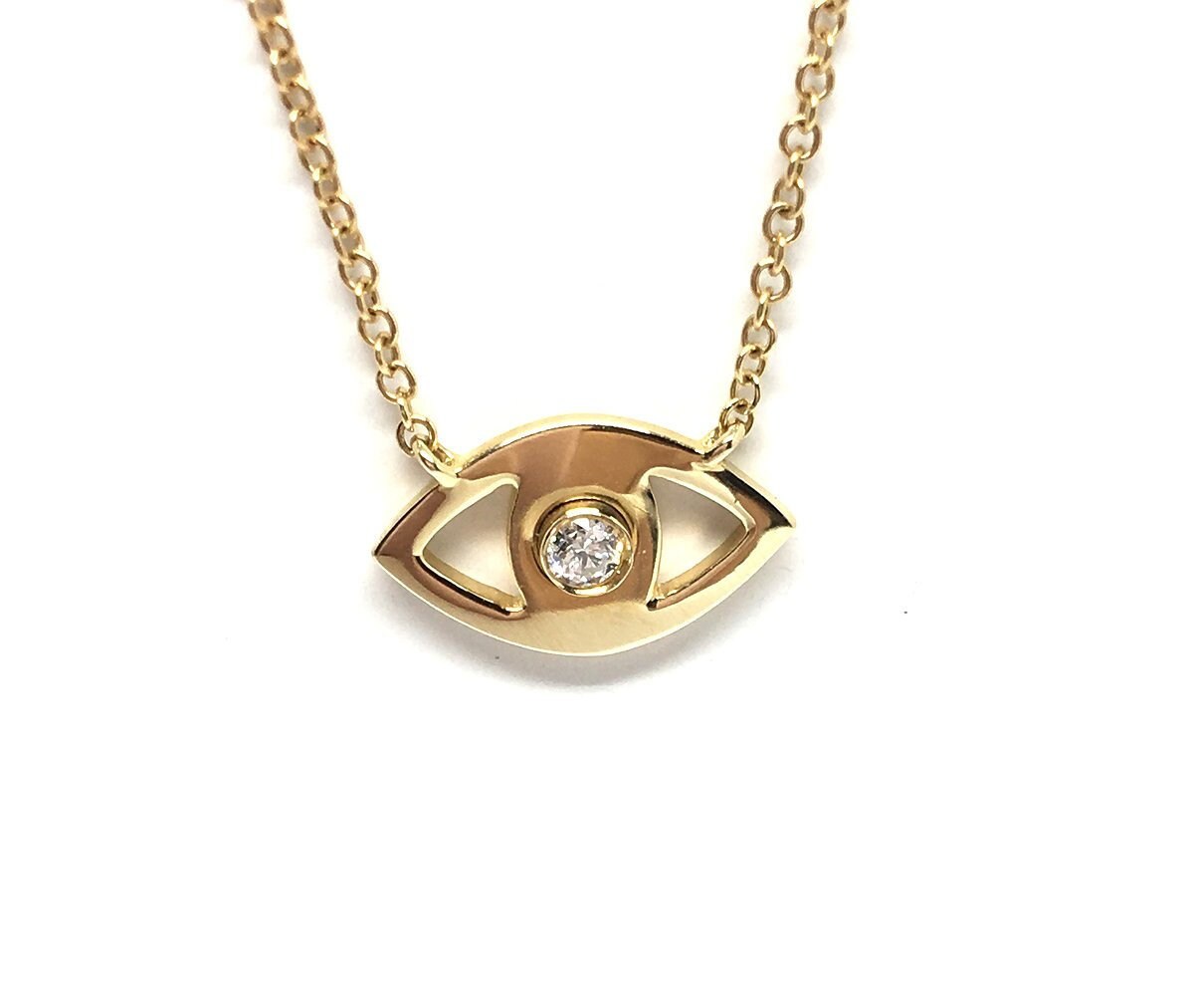 Evil Eye Necklace, Evil Eye Charm, Gold Necklace, Delicate Necklace ...
