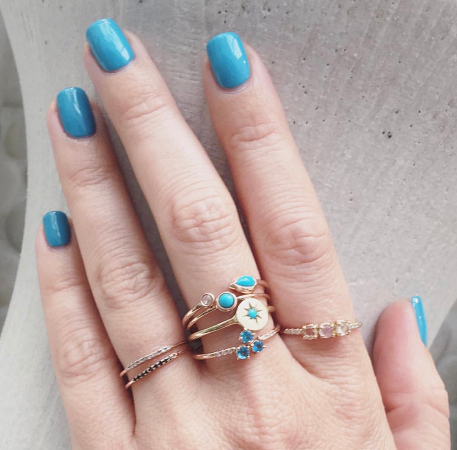 Turquoise Ring, Single Stone Ring, Stacking Ring, 14K Solid Gold Ring ...