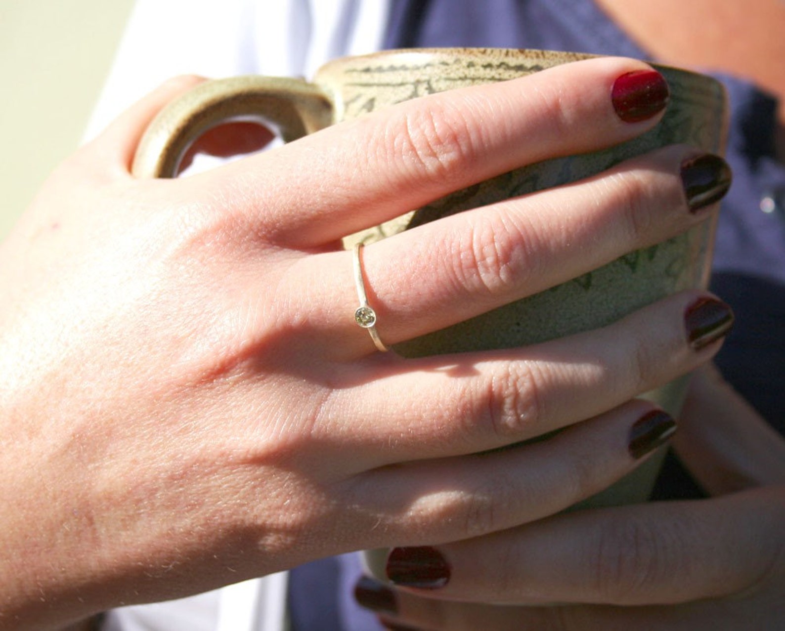 Champagne Diamond Gold Ring Engagement Diamond Ring 14K - Etsy