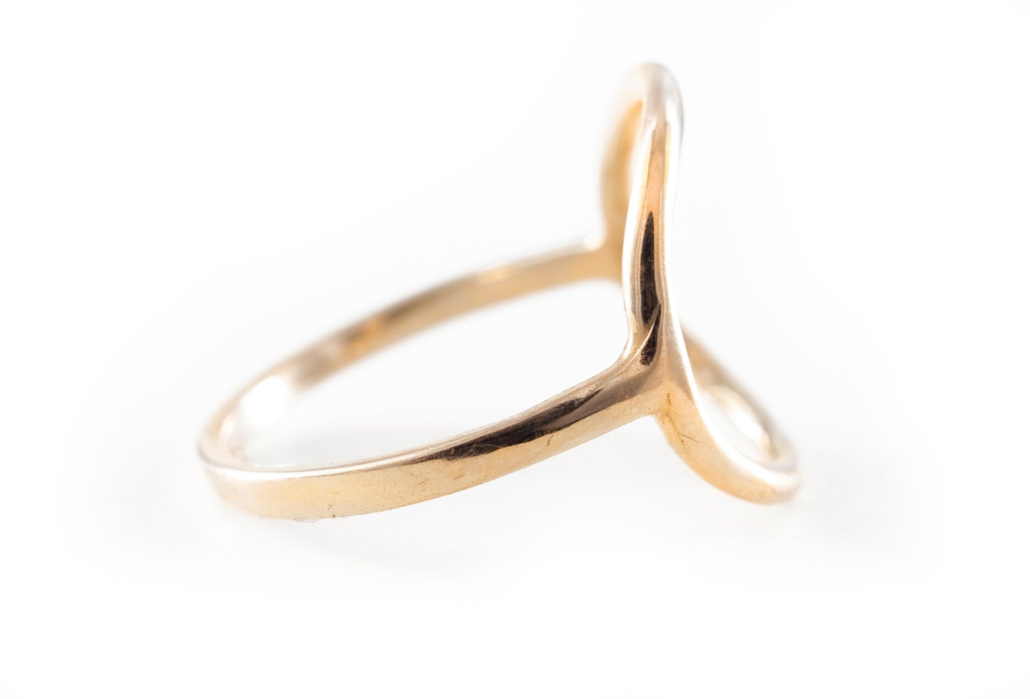 14K Gold Open Circle Ring, Geometric Shape Ring, Modern Design Gold ...