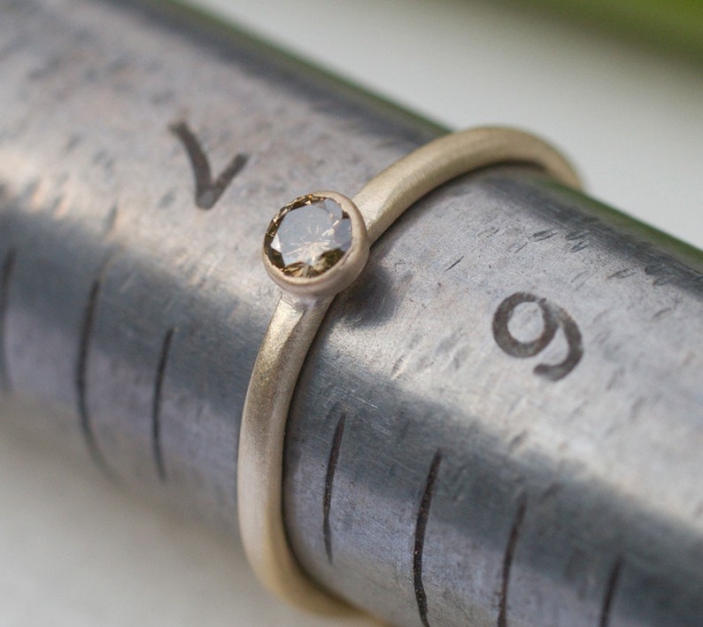 Champagne Diamond Gold Ring Engagement Diamond Ring 14K - Etsy