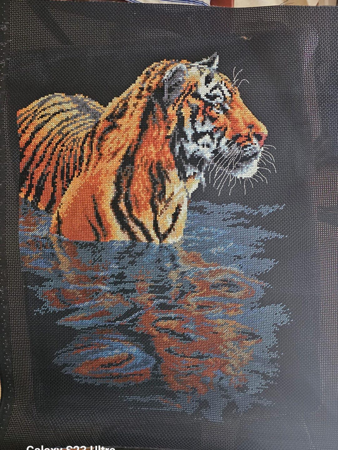Finished Completed Handmade Tiger Chilling Out Cross Stitch - Etsy