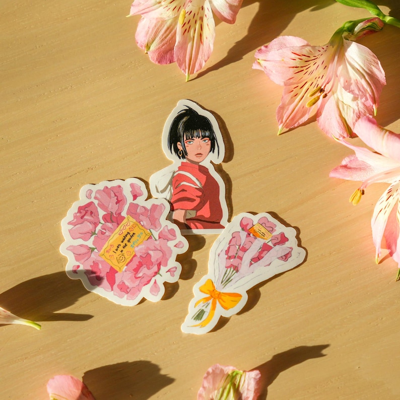 Chihiro Sweet Pea Flower Stickers | Spirited Away and Billie Eilish ...