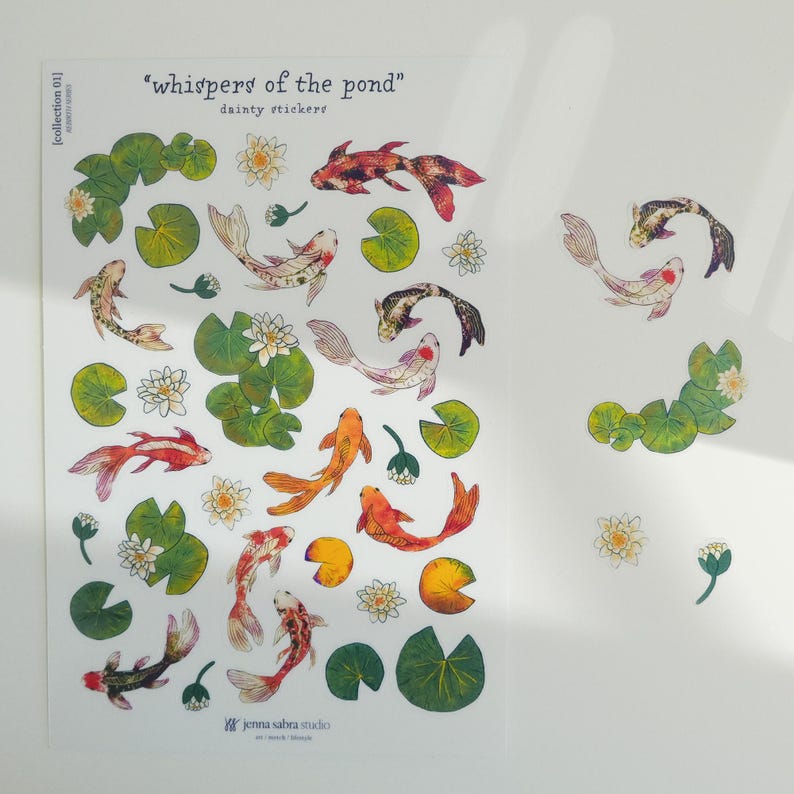 Koi Fish Pond Stickers: Waterlilies, Water Resistant Vinyl - Etsy