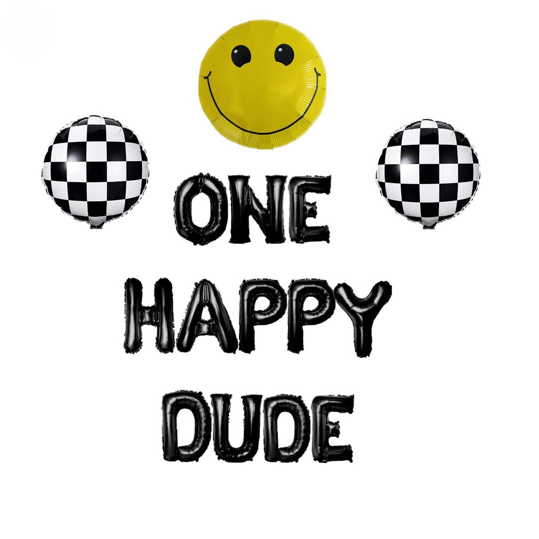 One Happy Dude Banner 16 Inches |retro 1st Birthday Party Smiley Face ...