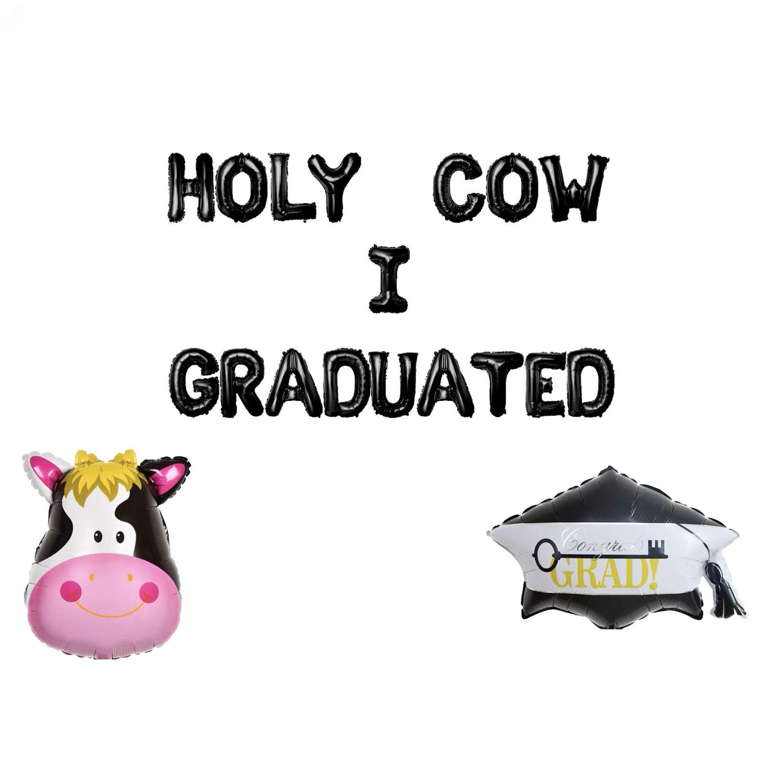 Holy Cow I Graduated Graduation Banner 16 Inches Cow Theme Graduation ...