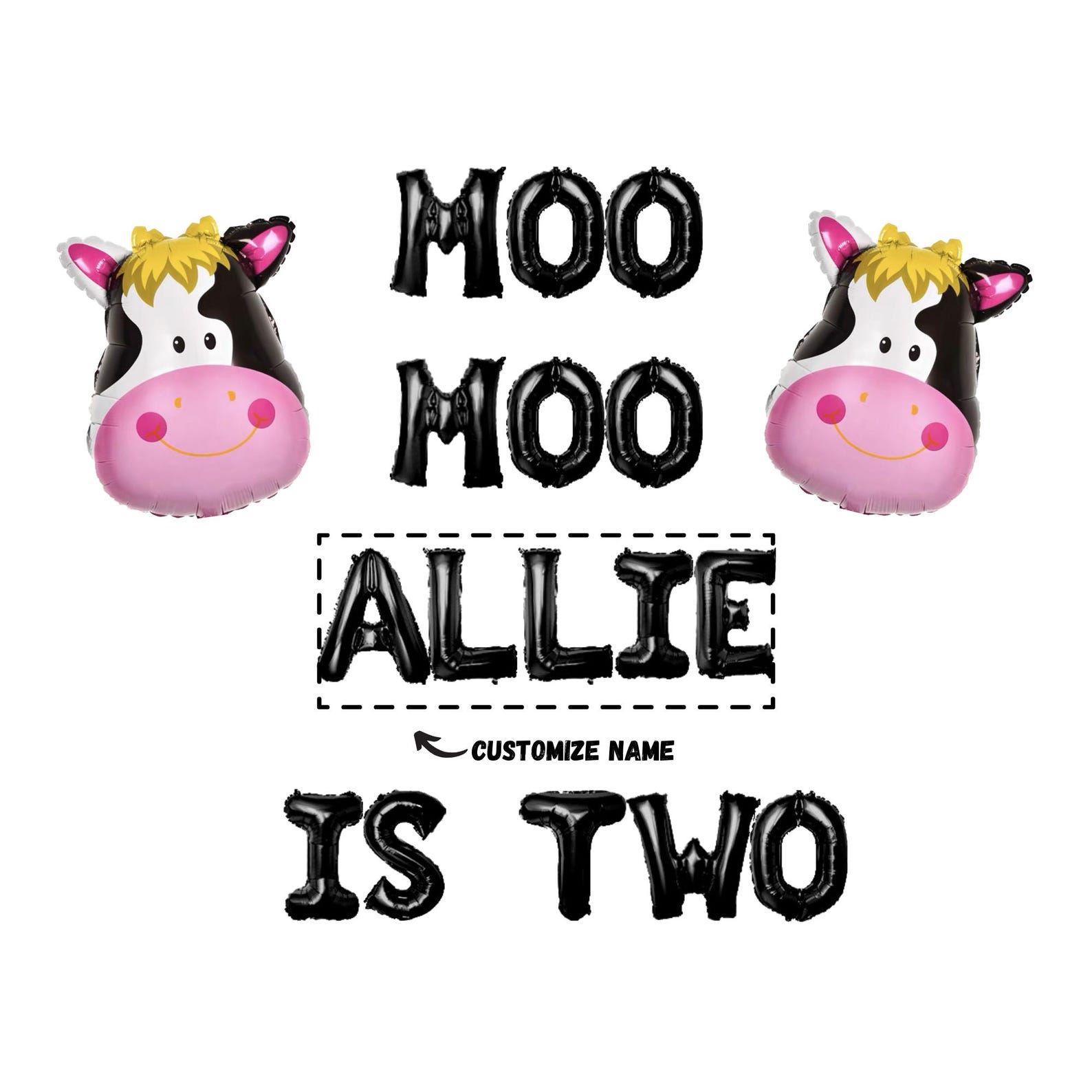 Moo Moo 2nd Birthday Custom Banner 16 Inches Cowgirl Themed 2nd ...