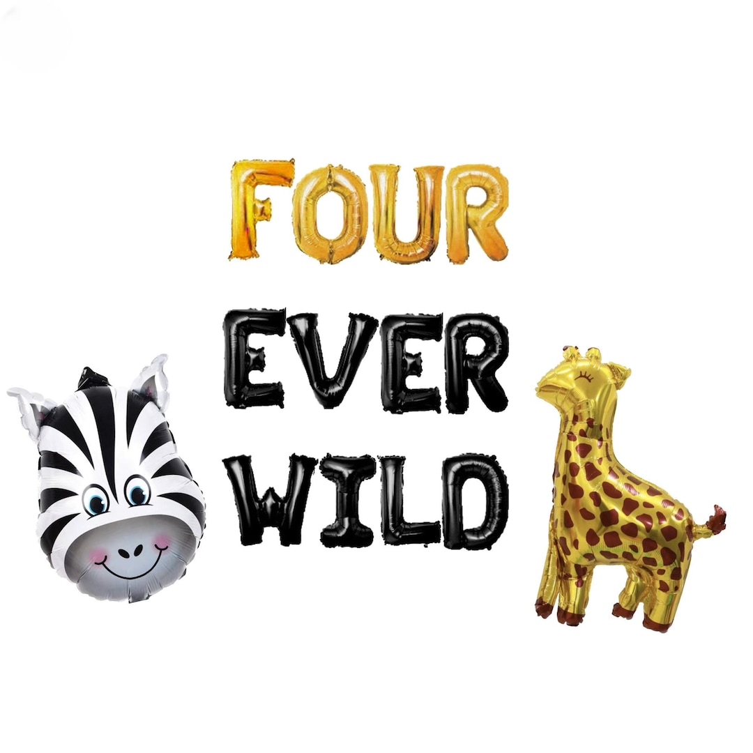 Four Ever Wild 4th Birthday Banner 16in |wild Theme Woodland Safari ...