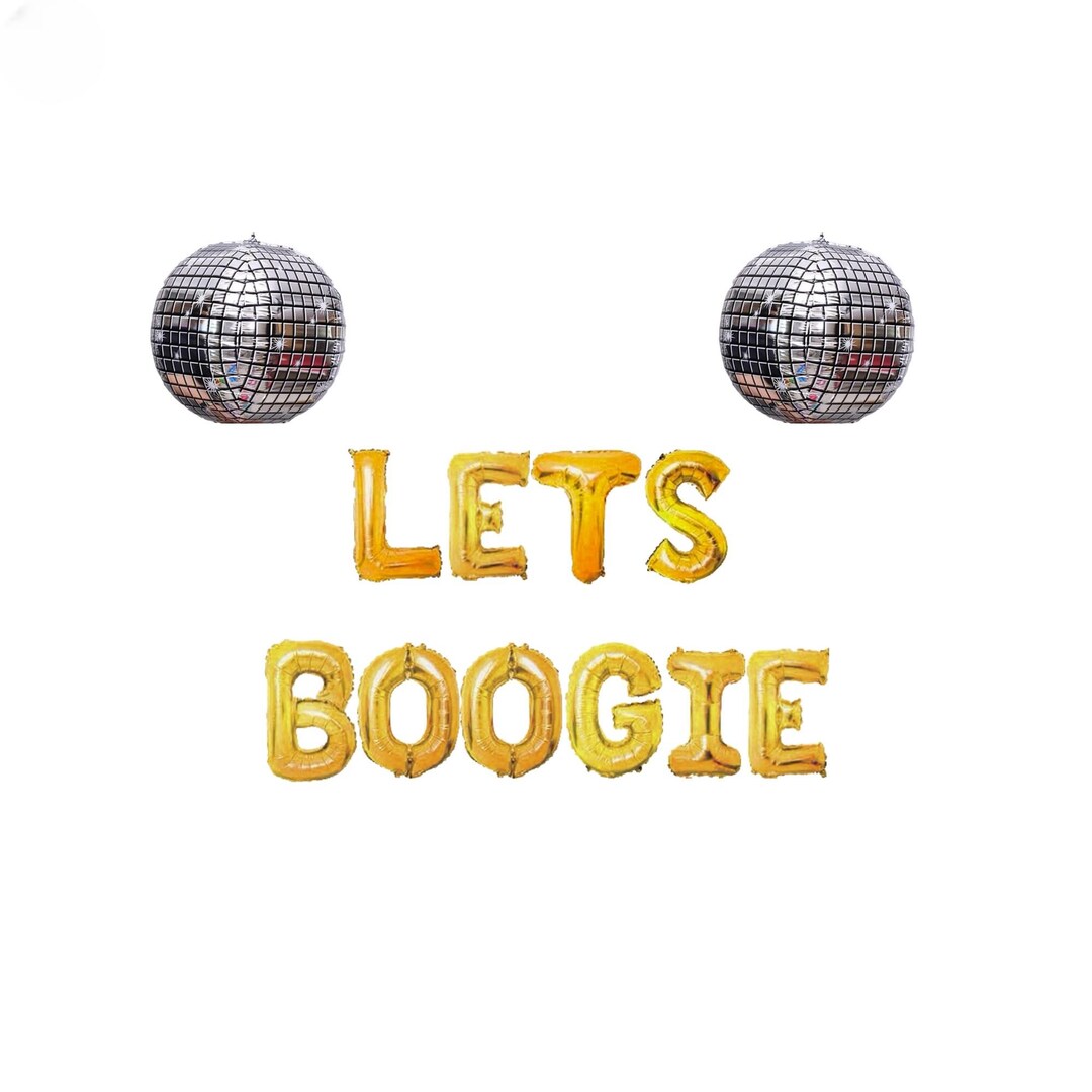 Lets Boogie Banner: Disco Party Balloons, 70s 80s 90s Theme - Etsy