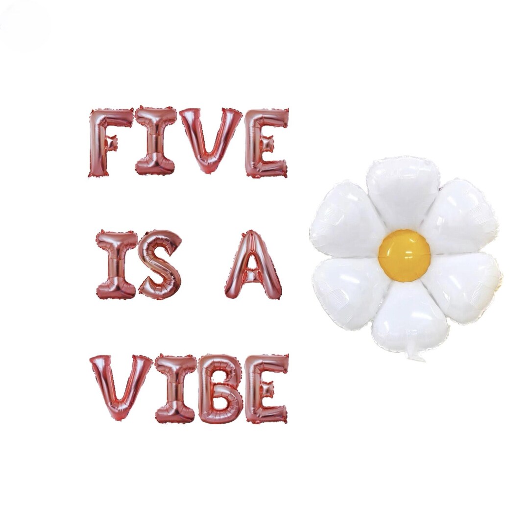 Five is A Vibe Banner 16 Inches | Retro Groovy Theme 5th Birthday Party ...