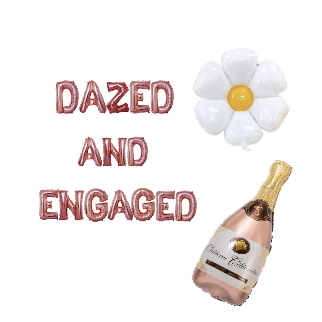 Dazed and Engaged Banner 16 Inches | Retro Groovy Theme Bach Party ...