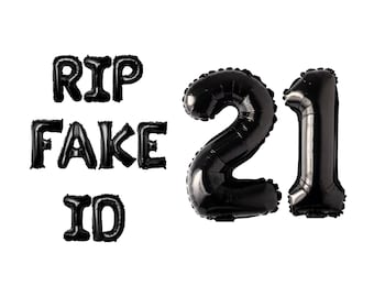 RIP Fake ID Balloon Banner 21st Birthday Party Balloons 21st Birthday ...