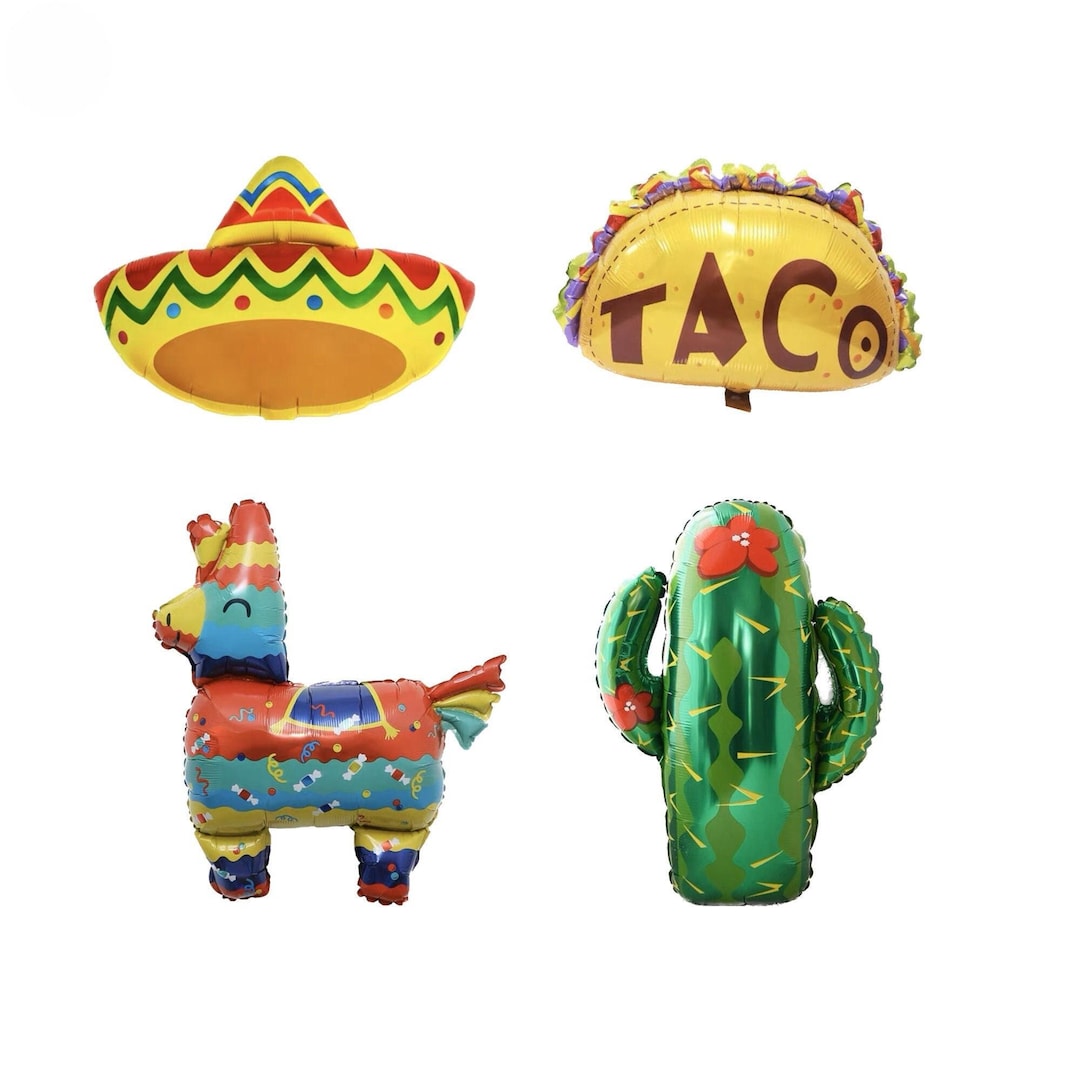 Fiesta Balloons | Fiesta Theme Taco Cactus Sombrero Donkey Pinata ...