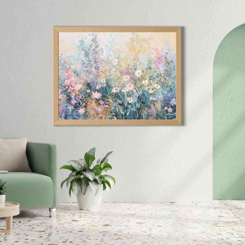 Wildflower Meadow, Spring, Landscape, Floral Garden, Wall Art, Decor ...
