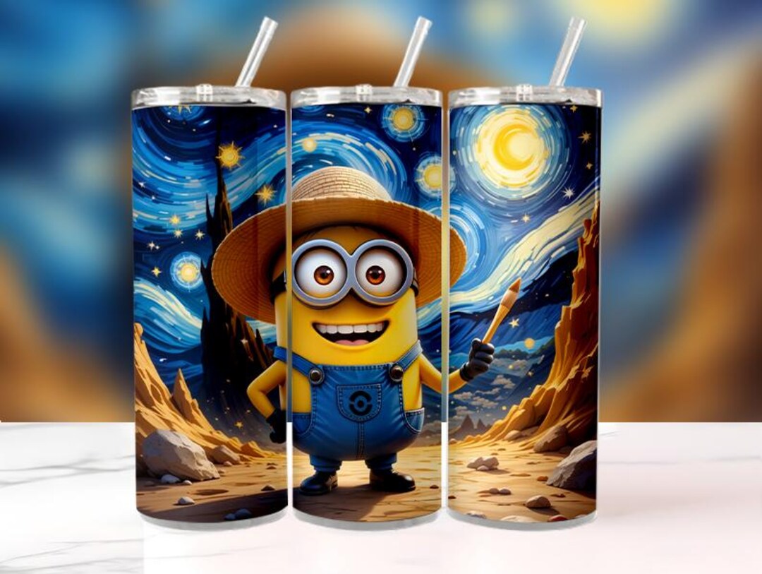 Minions Starry Night Tumbler Wrap 20oz | Van Gogh Art Stainless Steel ...