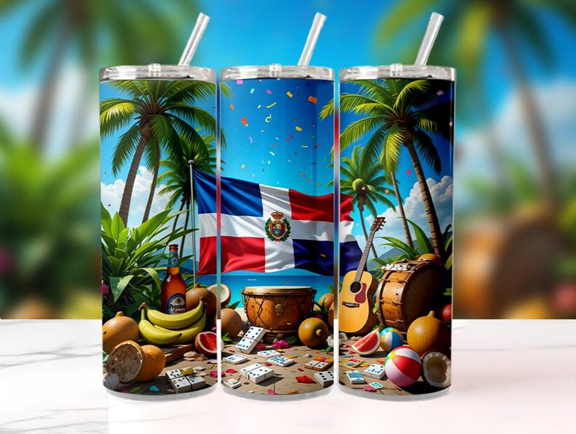 Dominican Republic Flag Tumbler Wrap 20oz, Digital PNG and JPEG Design ...