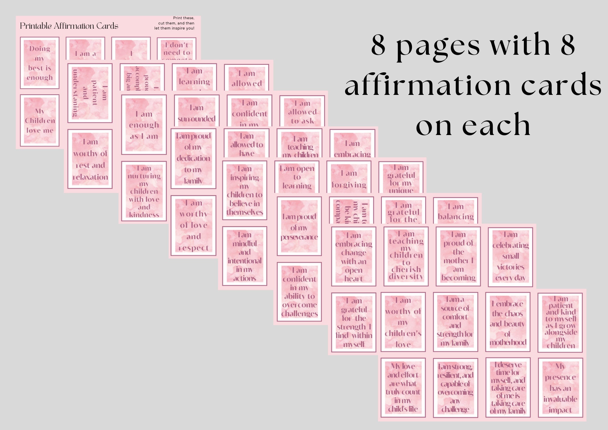 Daily Motivational Affirmation Cards for Moms printable - Etsy