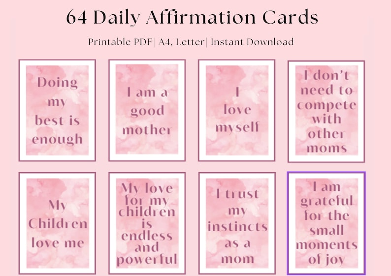 Daily Motivational Affirmation Cards for Moms (printable) - Etsy