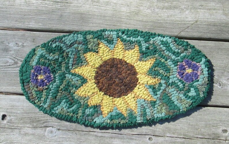 Sunflower & Posies Oval Primitive Rug Hooking Kit With 8 Cut - Etsy